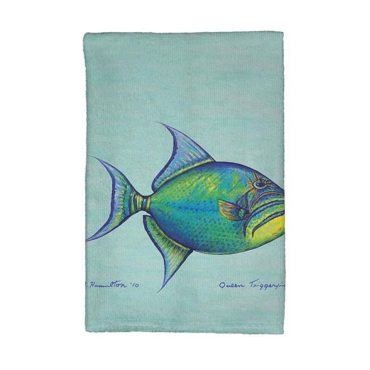 Betsy Drake KT114C Trigger Fish - Teal Kitchen Towel - Walmart.com
