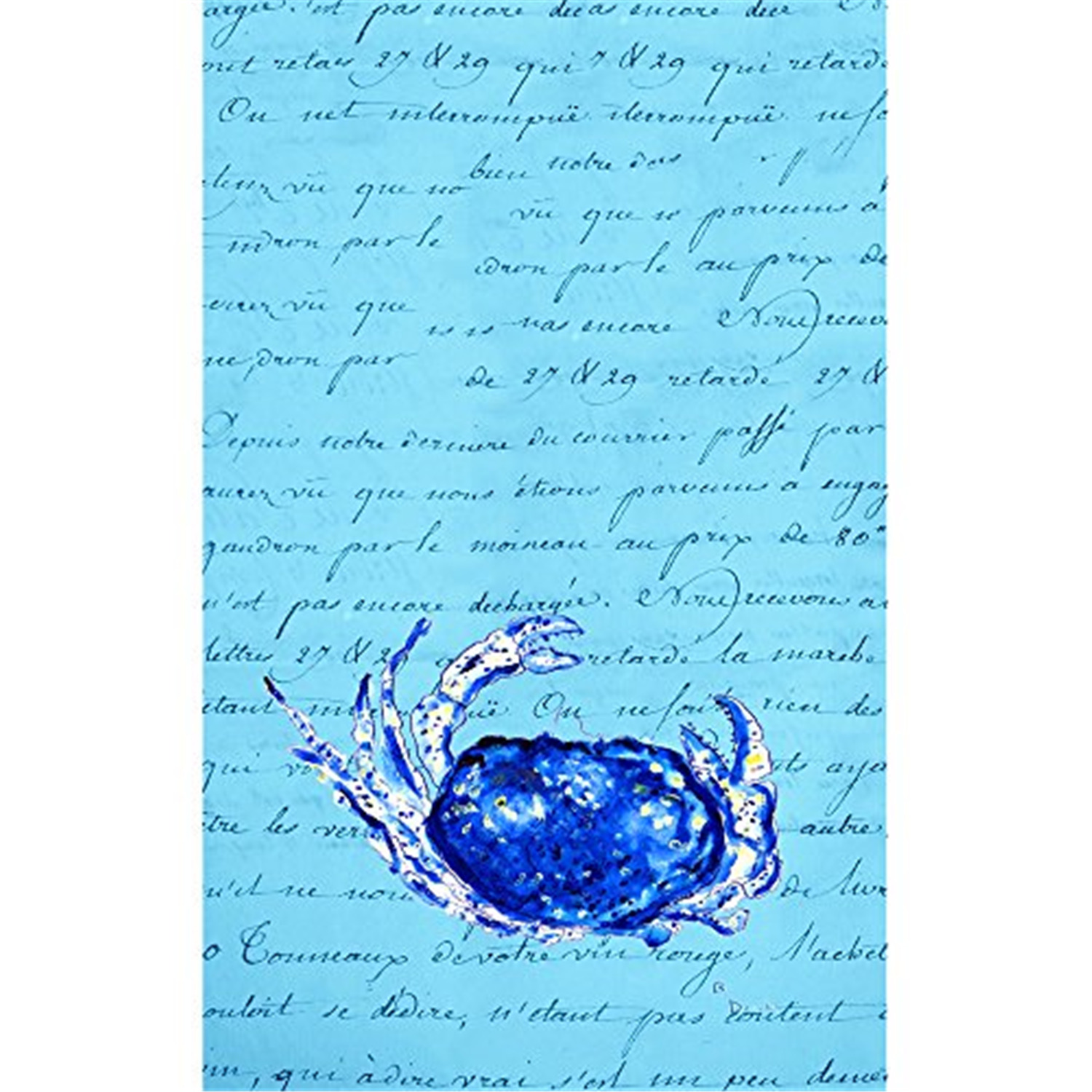 Betsy Drake KT351 Blue Script Crab Kitchen Towel - Walmart.com