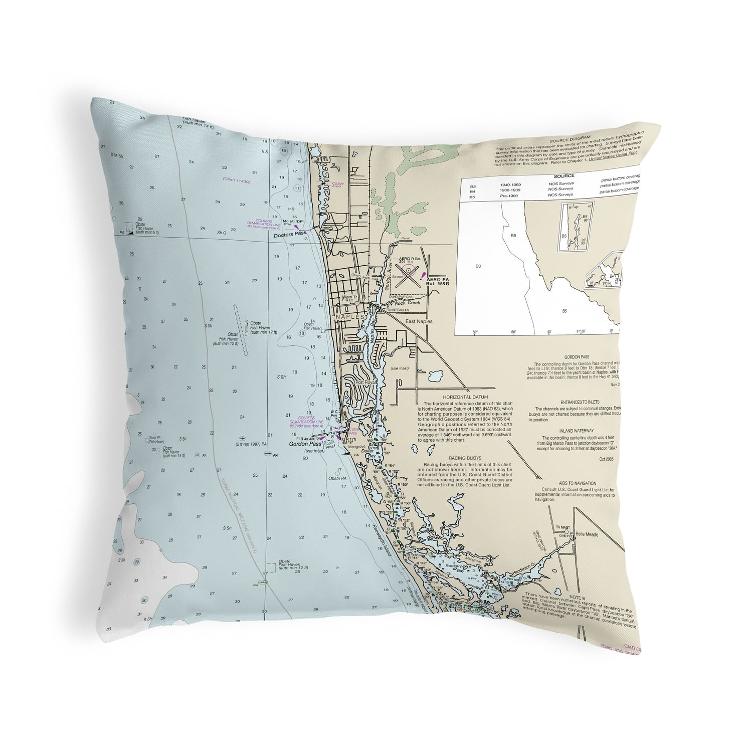 Betsy Drake NC11429NA Naples Bay, FL Nautical Map Noncorded Indoor ...