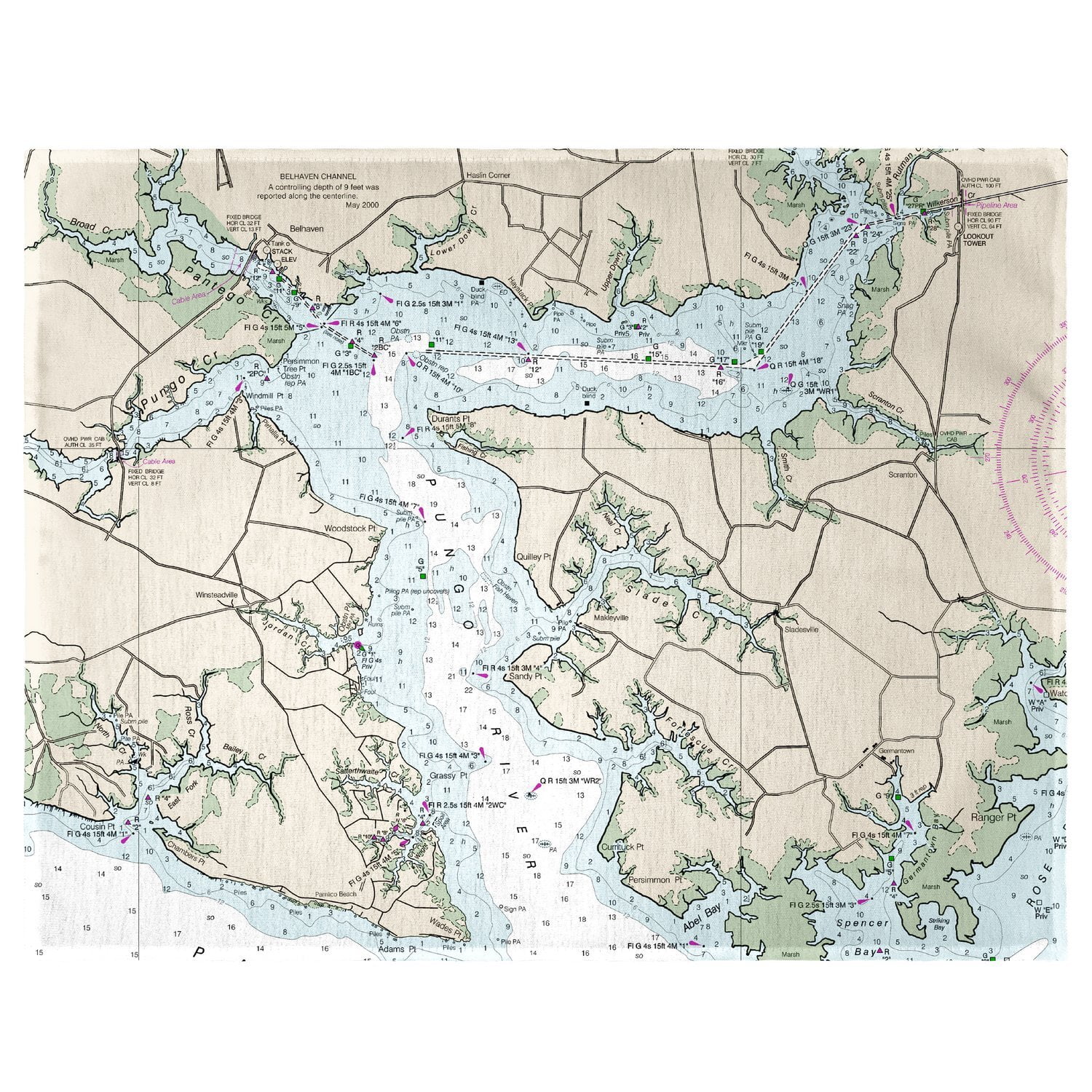 Betsy Drake PM11548PR 14 x 18 in. Pungo River, NC Nautical Map Place ...