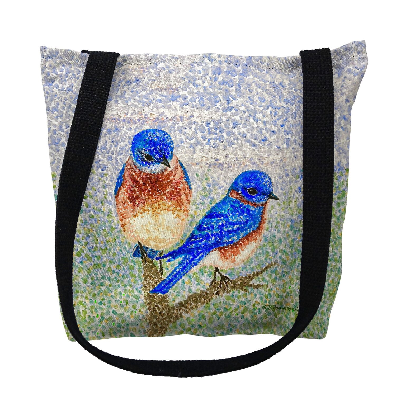 Betsy Drake TY1345M 16 x 16 in. Two Blue Birds Tote Bag - Medium ...