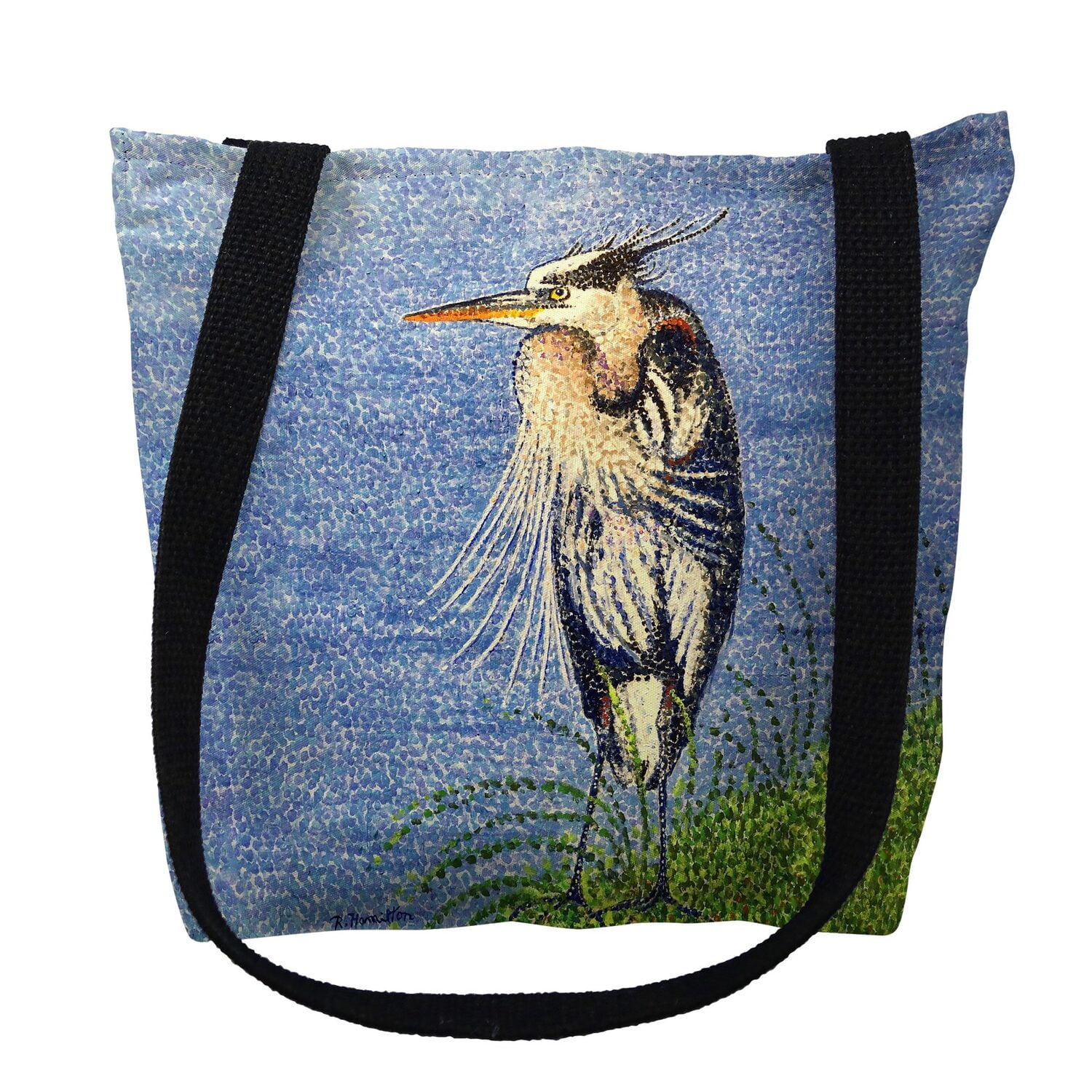 Betsy Drake TY1429M 16 x 16 in. Windy Blue Heron Tote Bag - Medium ...