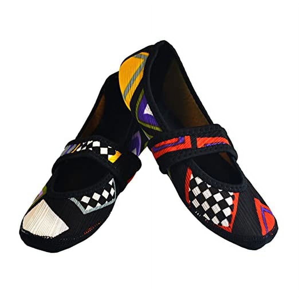 Nufoot Fuzzies Womens Shoes Betsy Lou, Abstacts Squares, Medium ...