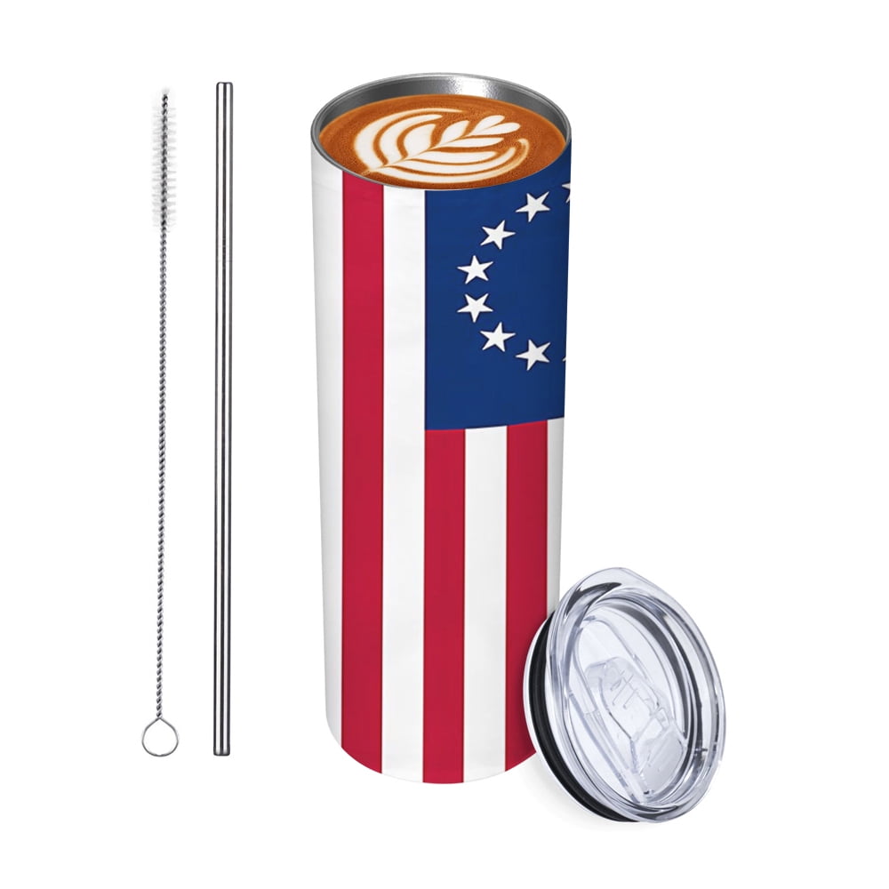 Betsy Ross American Flag 20oz Coffee Mug Cup,Stainless Steel Thermos ...