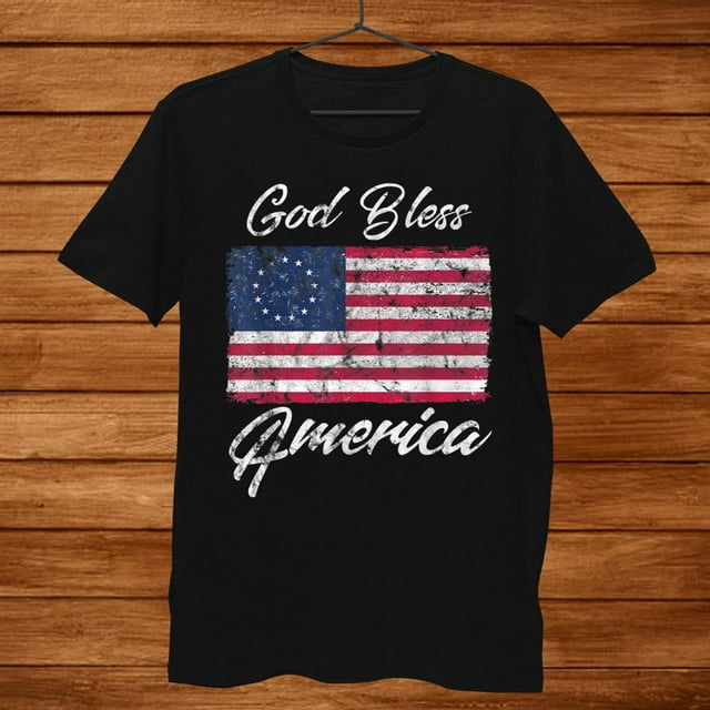 Betsy Ross American Flag Shirt Patriotic God Bless America Men Gift Black Unisex T-Shirt ...