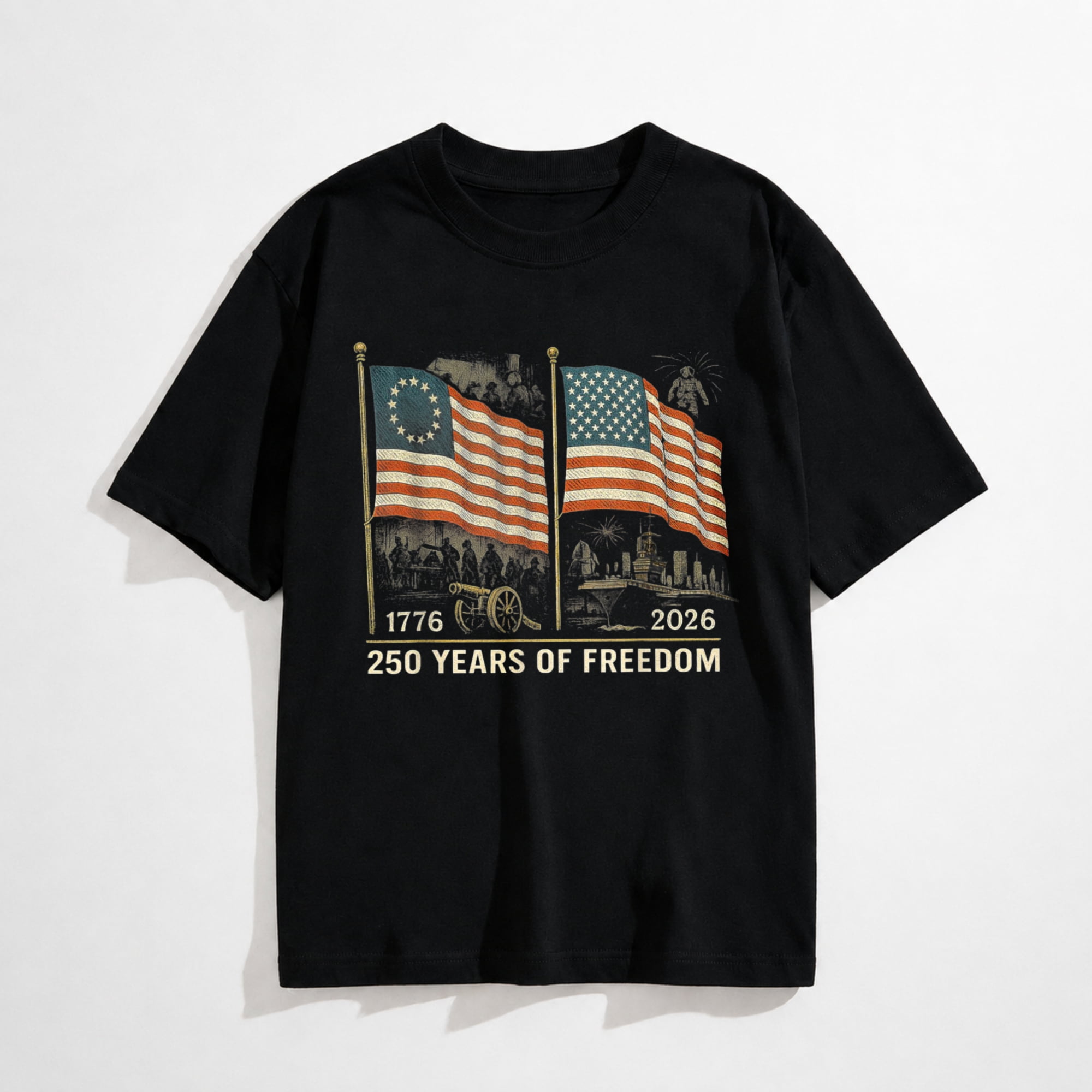 Betsy Ross Flag 250 Years of Freedom 1776-2026 Mens T-Shirt - Walmart ...