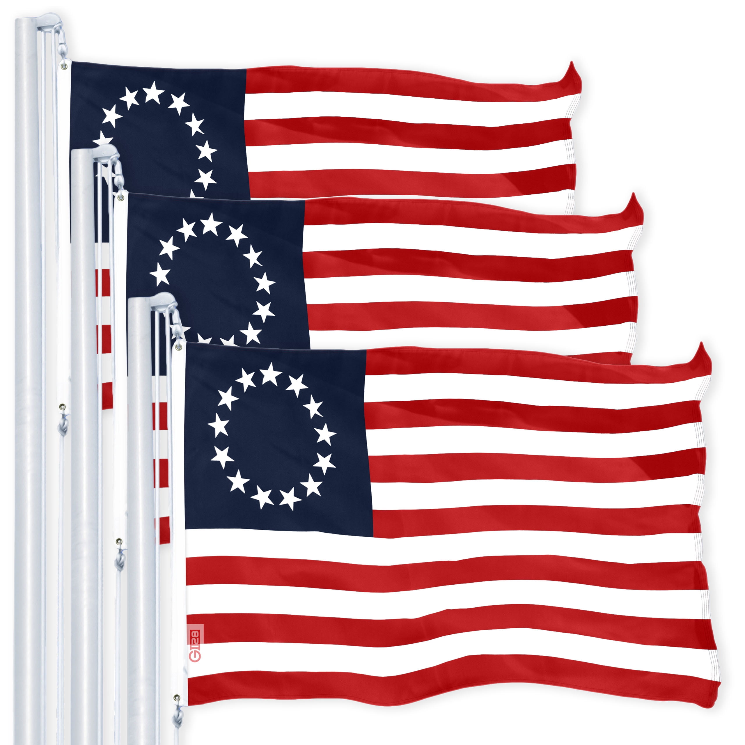 Betsy Ross Flag 3x5FT 3-Pack 150D Printed Polyester By G128 - Walmart.com