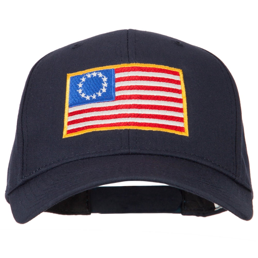 Betsy Ross Flag Embroidered Solid Cotton Twill Pro Style Cap - Navy ...