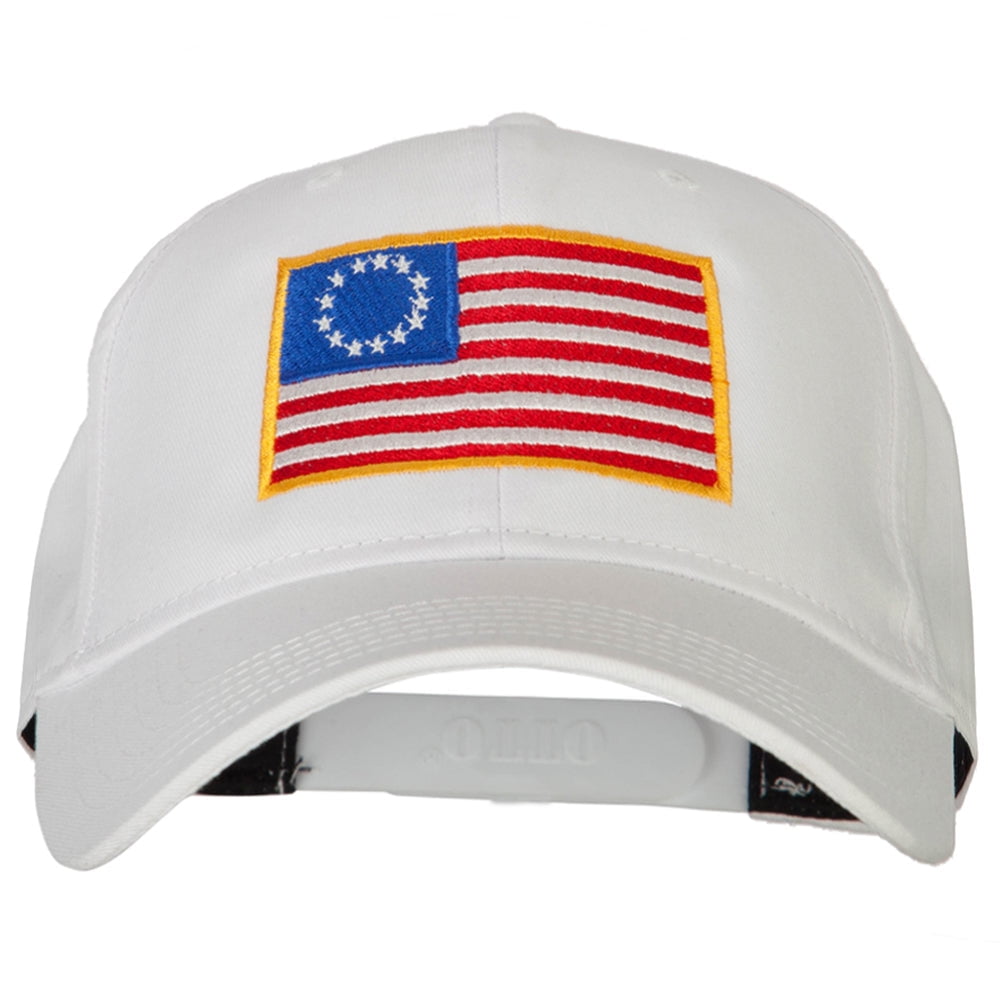 Betsy Ross Flag Embroidered Solid Cotton Twill Pro Style Cap - White ...