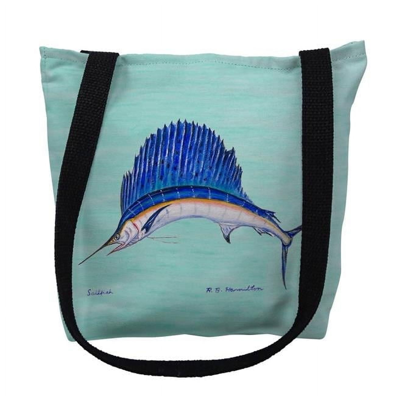 Betsydrake 18 x 18 in. Sailfish on Aqua Tote Bag - Large - Walmart.com