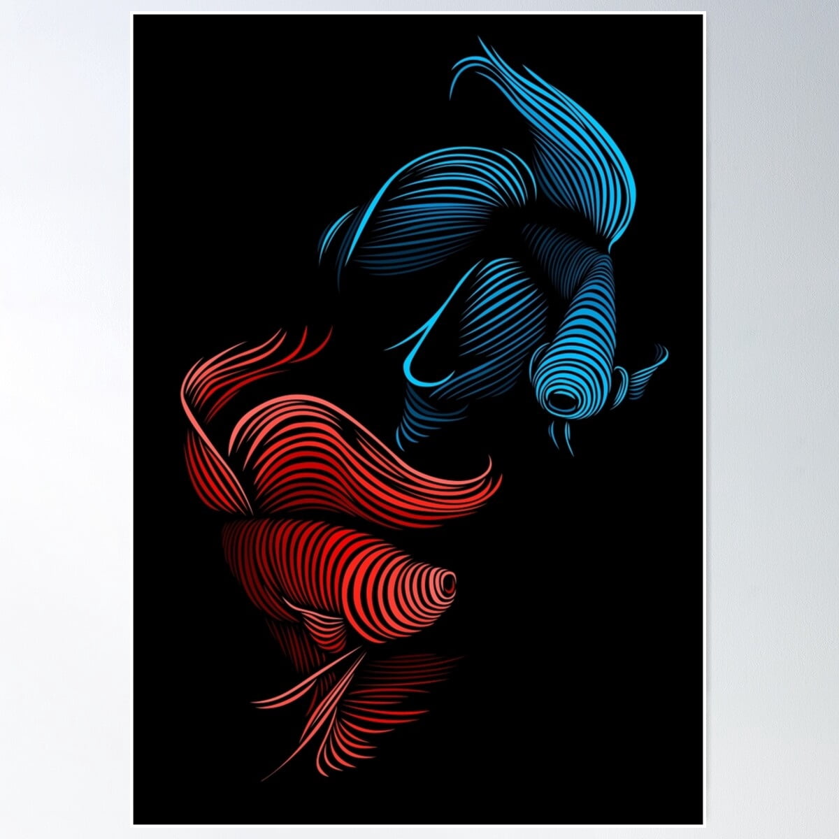 Betta Fight Lines Poster Wall Art Modern Wall Decor For Living Room ...