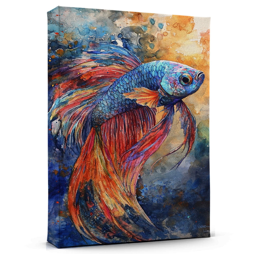 Betta Fish Alien Canvas Wall Art Decor, Colorful Betta Fish Alien Art ...