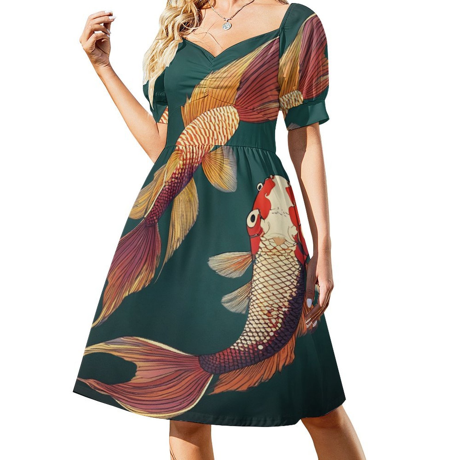 Betta Fish Art Print Short Sleeve Dress Clothes Women's Summer Dress ...