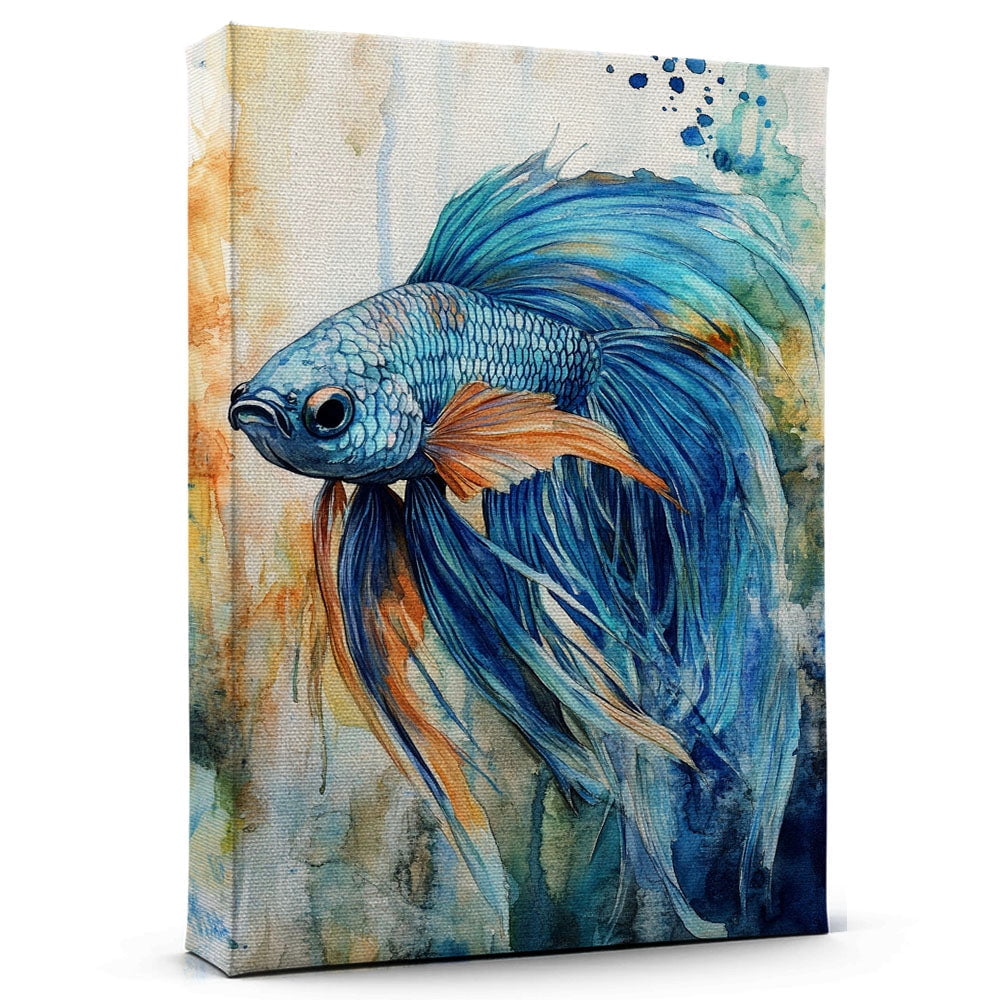 Betta Fish Blue Canvas Wall Art Animal Gifts Colourful Betta Fish Blue ...