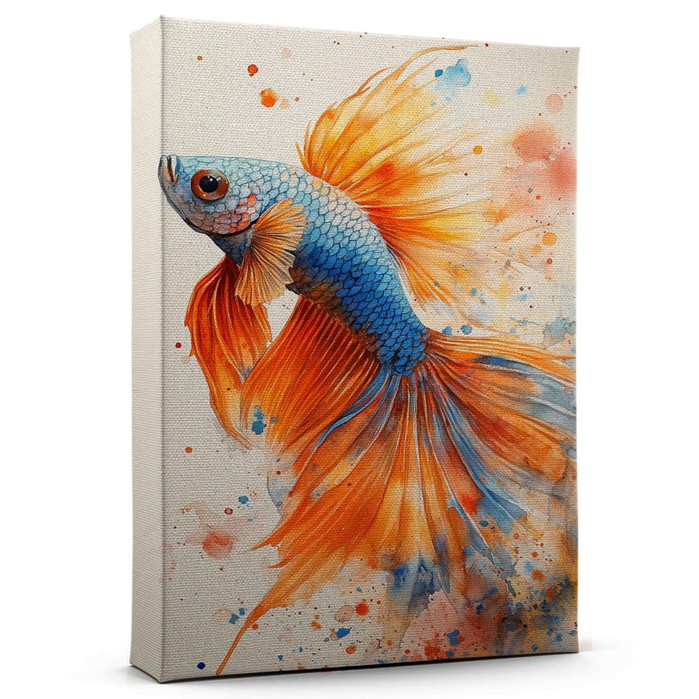 Betta Fish Blue Double Tail Canvas For Wall, Funny Animal Decor Betta ...