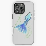 Betta Fish Blue Minimal Tattoo Art iPhone Case 11 12 13 14 15 16 17 Pro ...