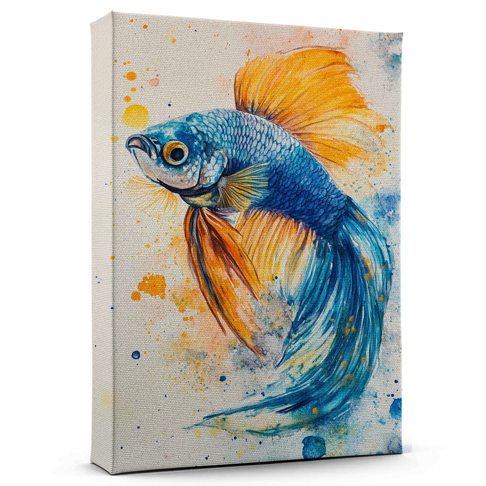 Betta Fish Blue Mustard Gas Halfmoon Canvas, Colorful Betta Fish Blue ...