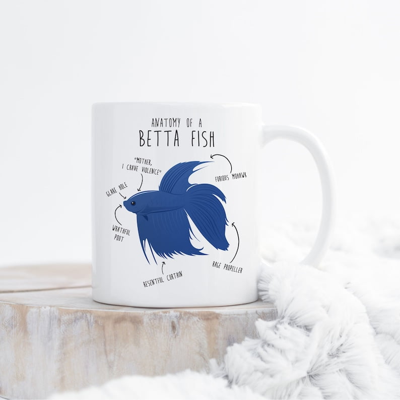 Betta Fish Coffee Mug - Cute Siamese Fighting Fish Gift for Pet Betta ...