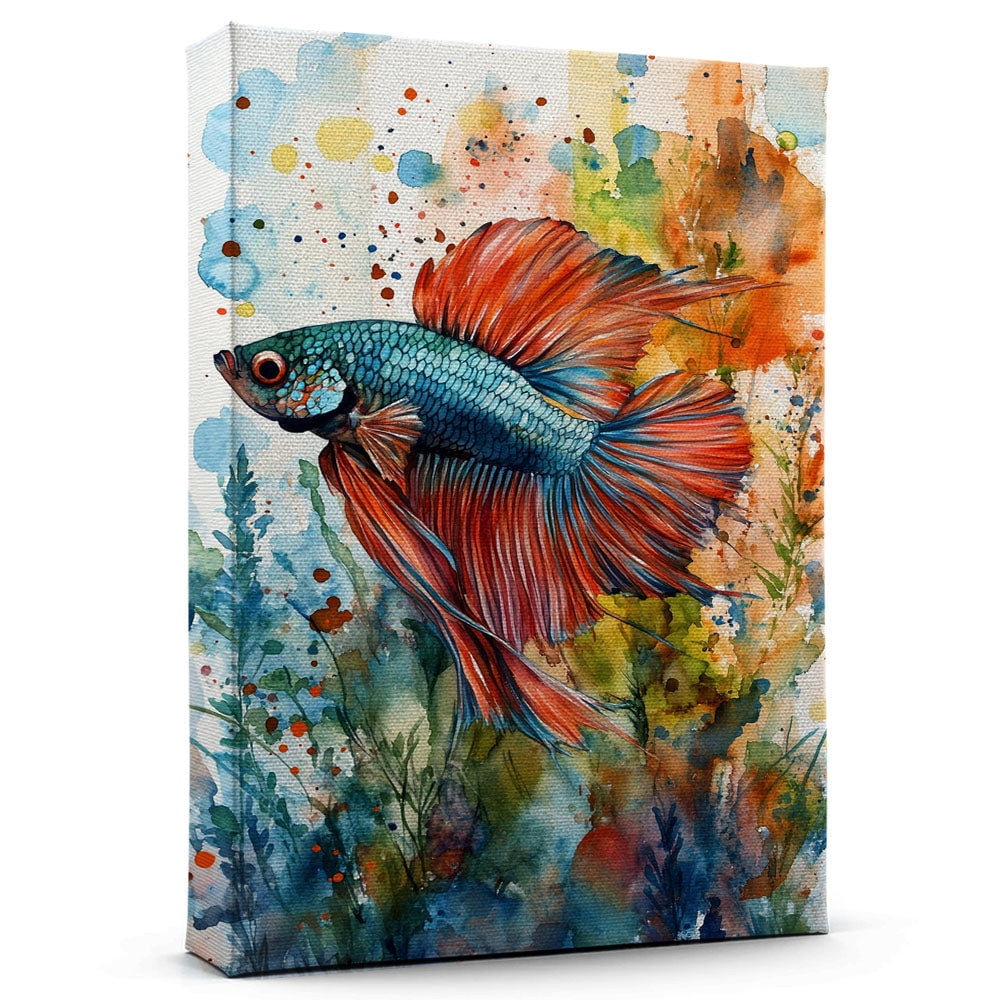 Betta Fish Green Rosetail Canvas Wall Art Animal Decor, Betta Fish ...