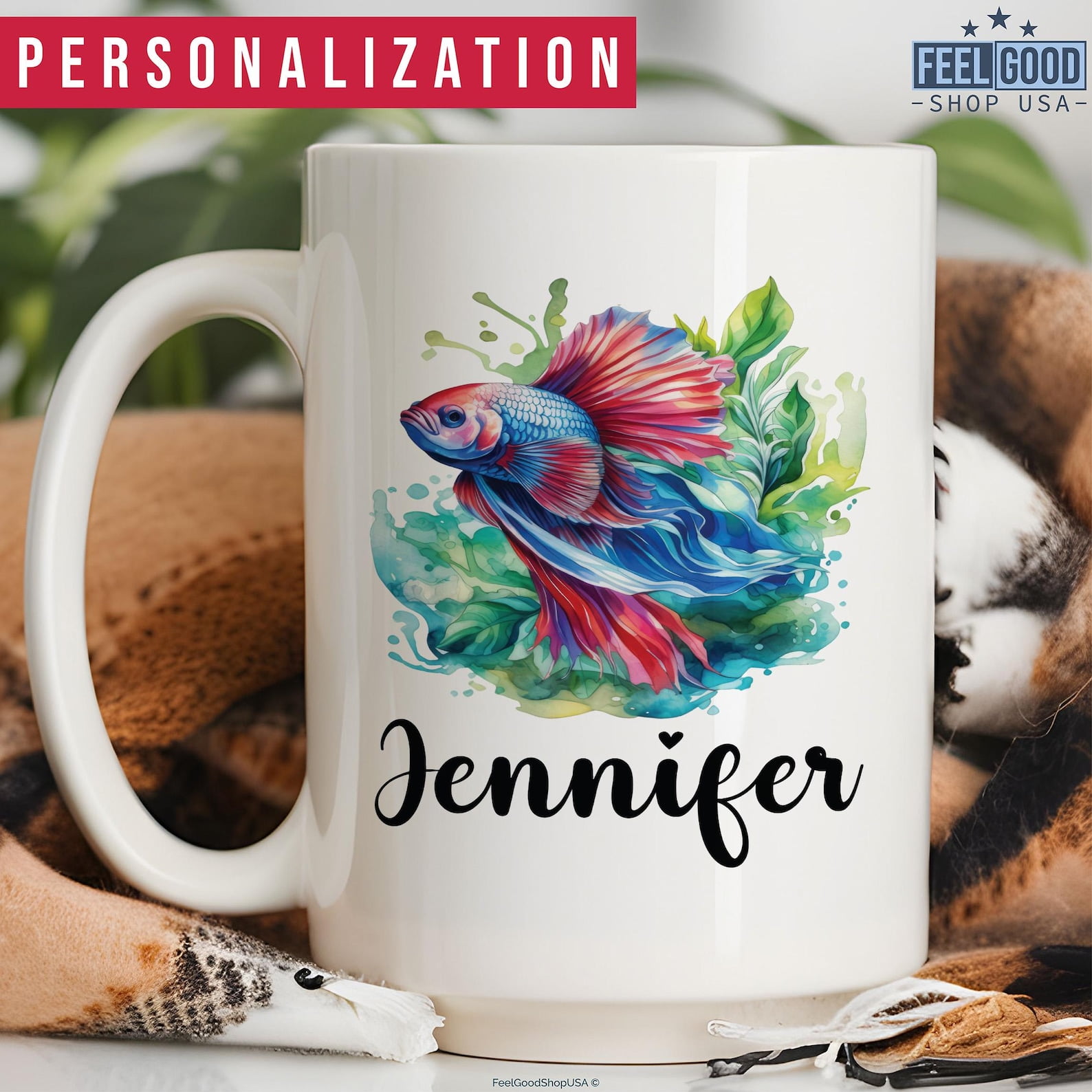 Betta Fish Mug Personalized Betta Fish Gift, Custom Cup With Name Mug ...