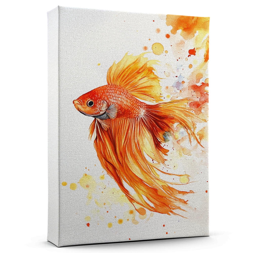 Betta Fish Orange Canvas Wall Art Animal Decor, Betta Fish Orange ...