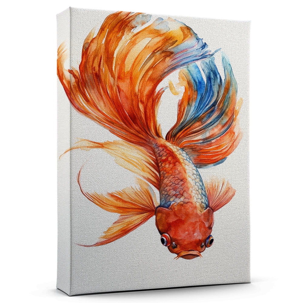 Betta Fish Orange Canvas Wall Art Animal Decor, Betta Fish Orange ...