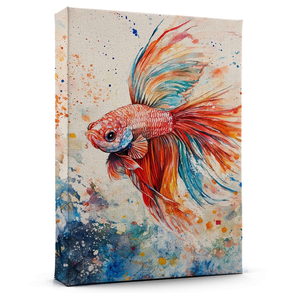 Betta Fish Red Canvas Wall Art Animal Decor, Betta Fish Red Canvas ...