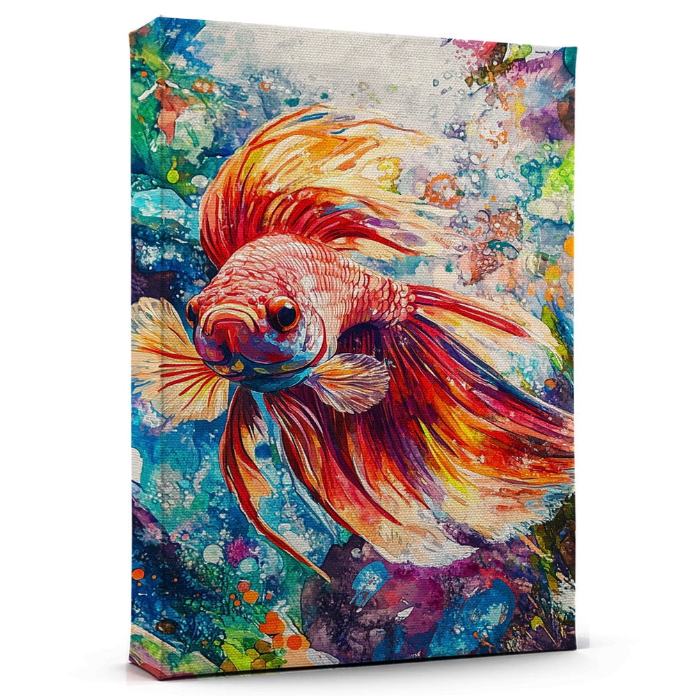 Betta Fish Red Canvas Wall Art For Bedroom Office Wall Decor Betta Fish ...