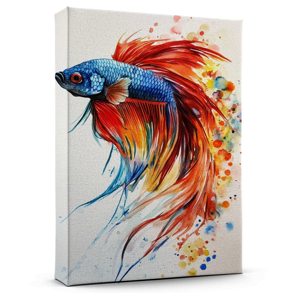 Betta Fish Red Crowntail Canvas, Colorful Betta Fish Red Crowntail ...