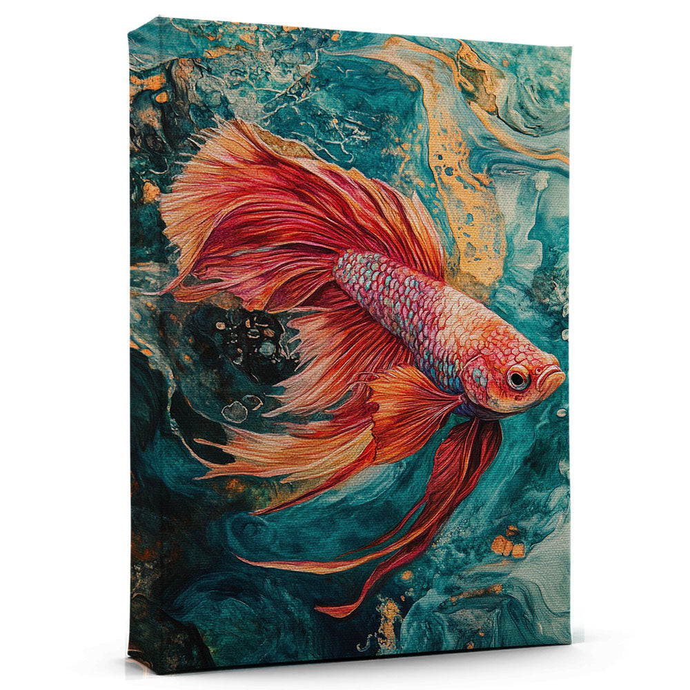 Betta Fish Red Dragon Scale Canvas, Colorful Betta Fish Red Dragon ...