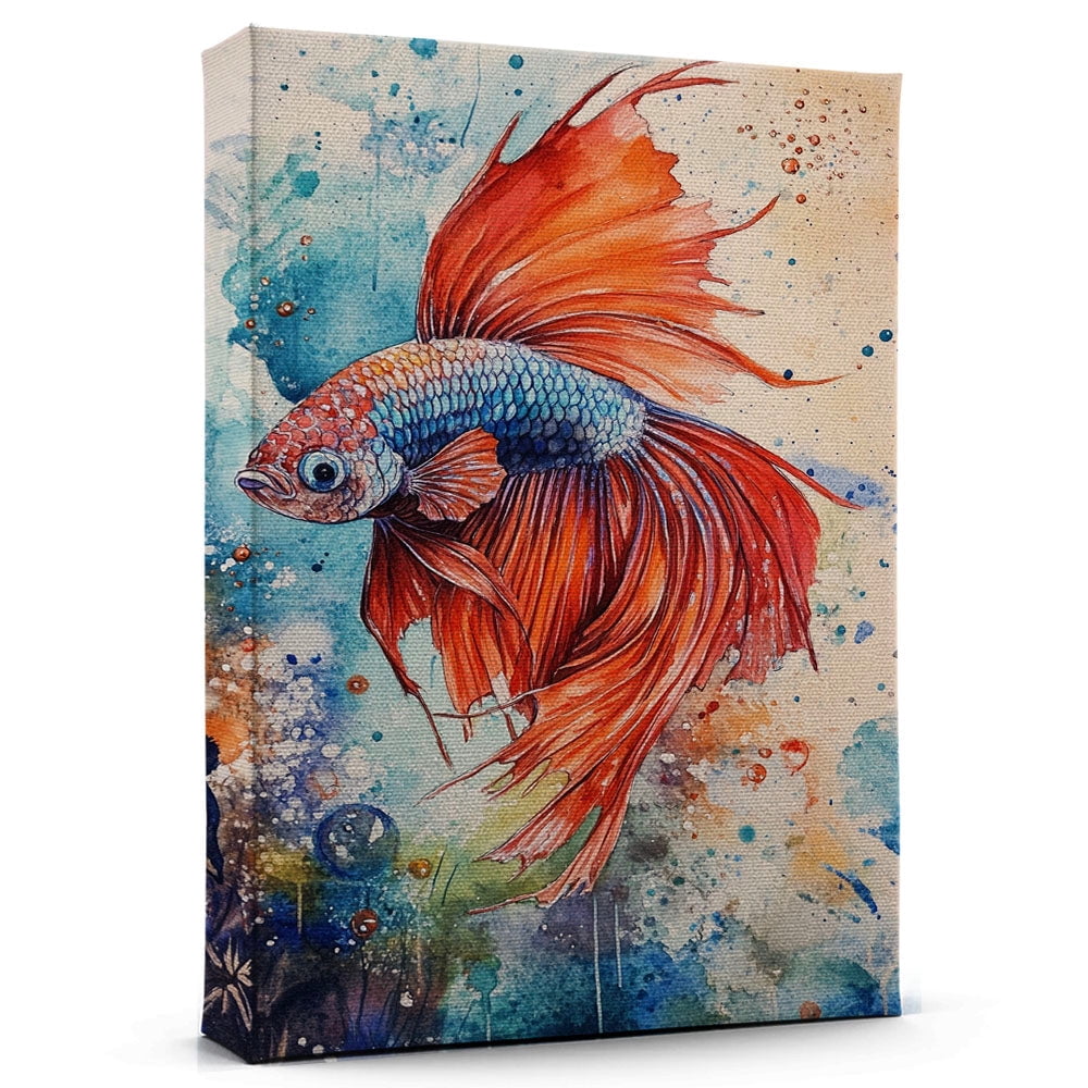 Betta Fish Red Dragon Scale Canvas Wall Art Animal Decor, Betta Fish ...