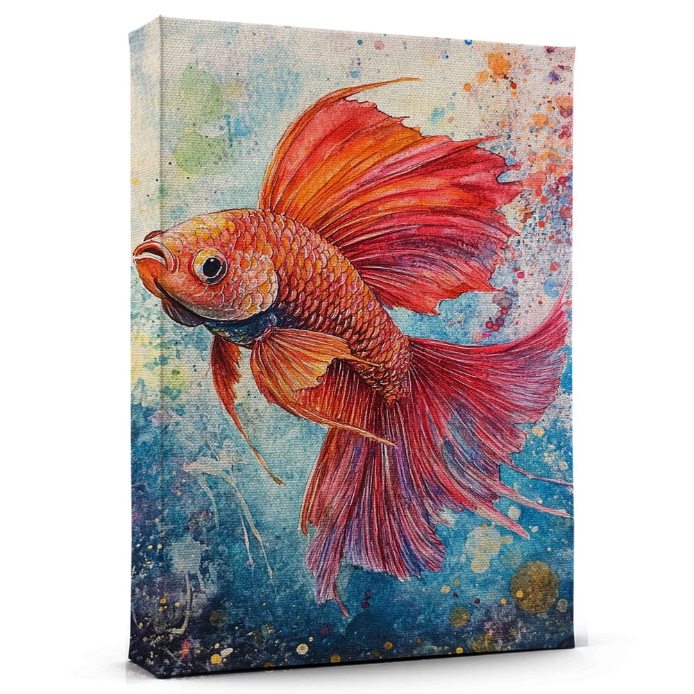 Betta Fish Red Dragon Scale Canvas Wall Art Animal Gifts Colourful ...