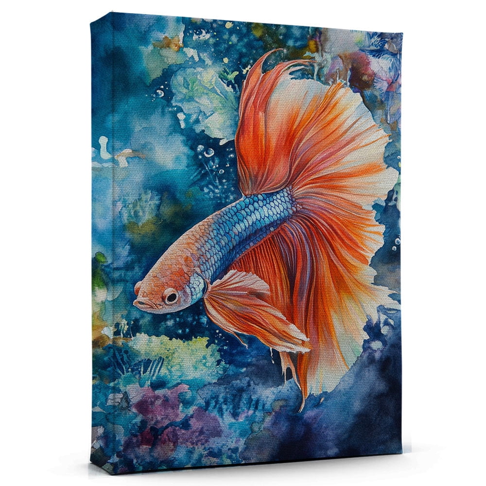 Betta Fish Red Rosetail Canvas Wall Art Animal Decor, Betta Fish Red ...