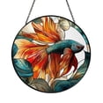 Betta Fish Stained Glass Style Wall Art, Round Aquatic Sea Life Decor ...