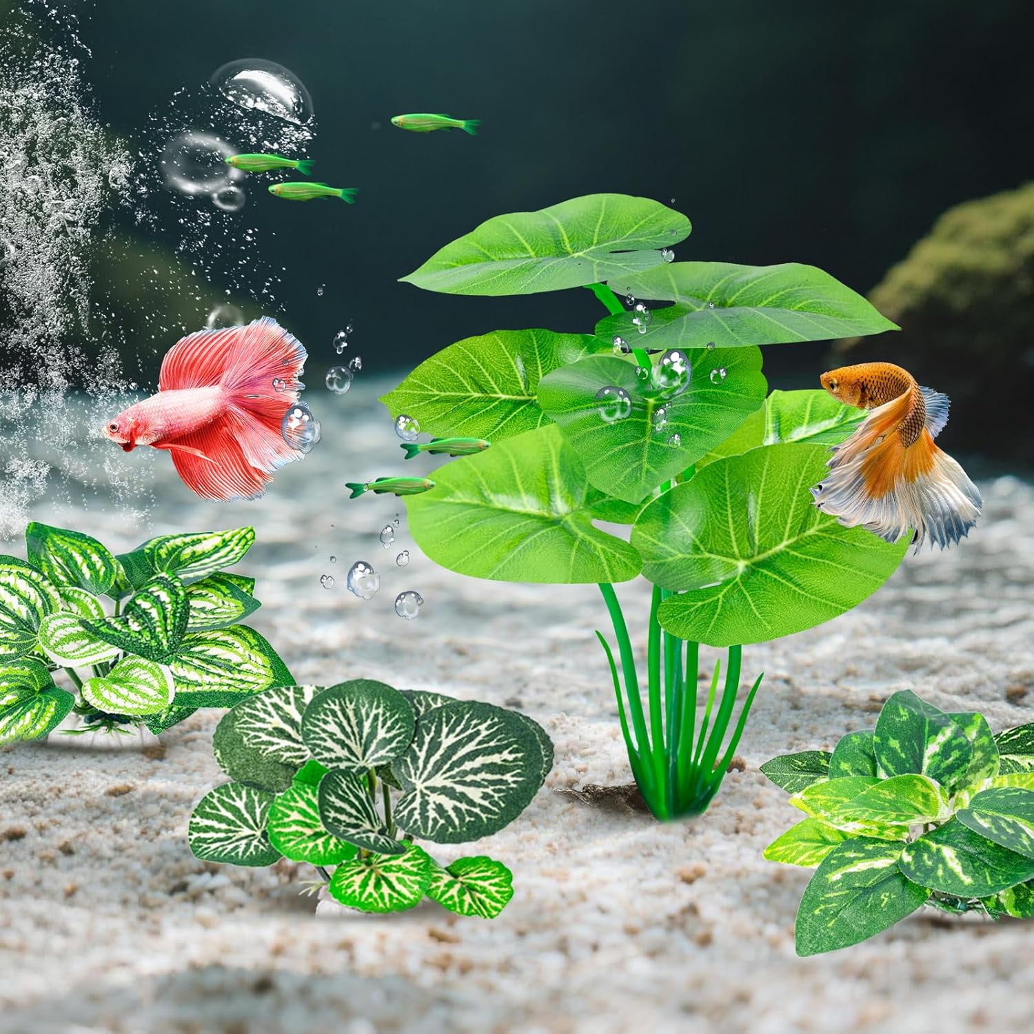 Betta Fish Tank Decor，Silk Aquarium Plants Green Fish Tanks Decoration ...