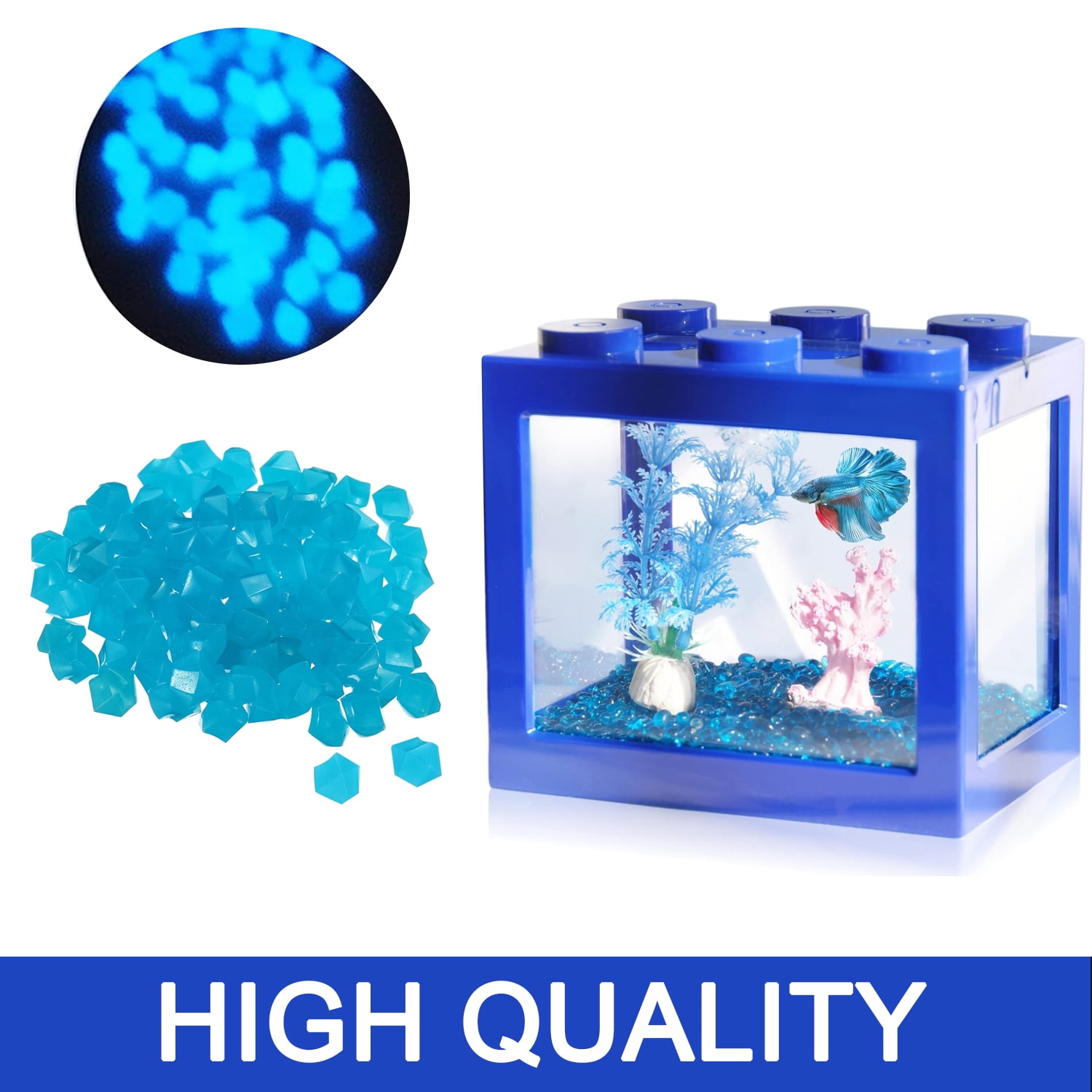 Betta Fish Tanks, Stackable Mini Fish Aquarium Tank Kit with 300Pcs ...