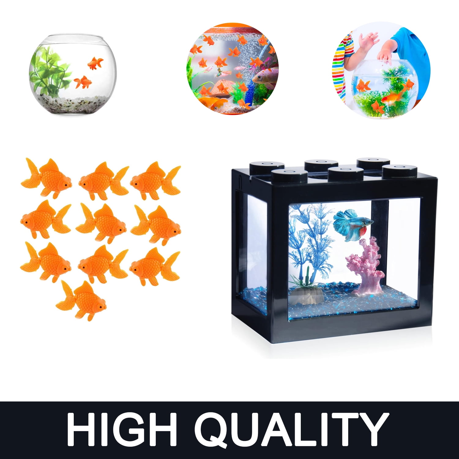 Betta Fish Tanks, Stackable Mini Fish Aquarium Tank Kit with 10Pcs ...