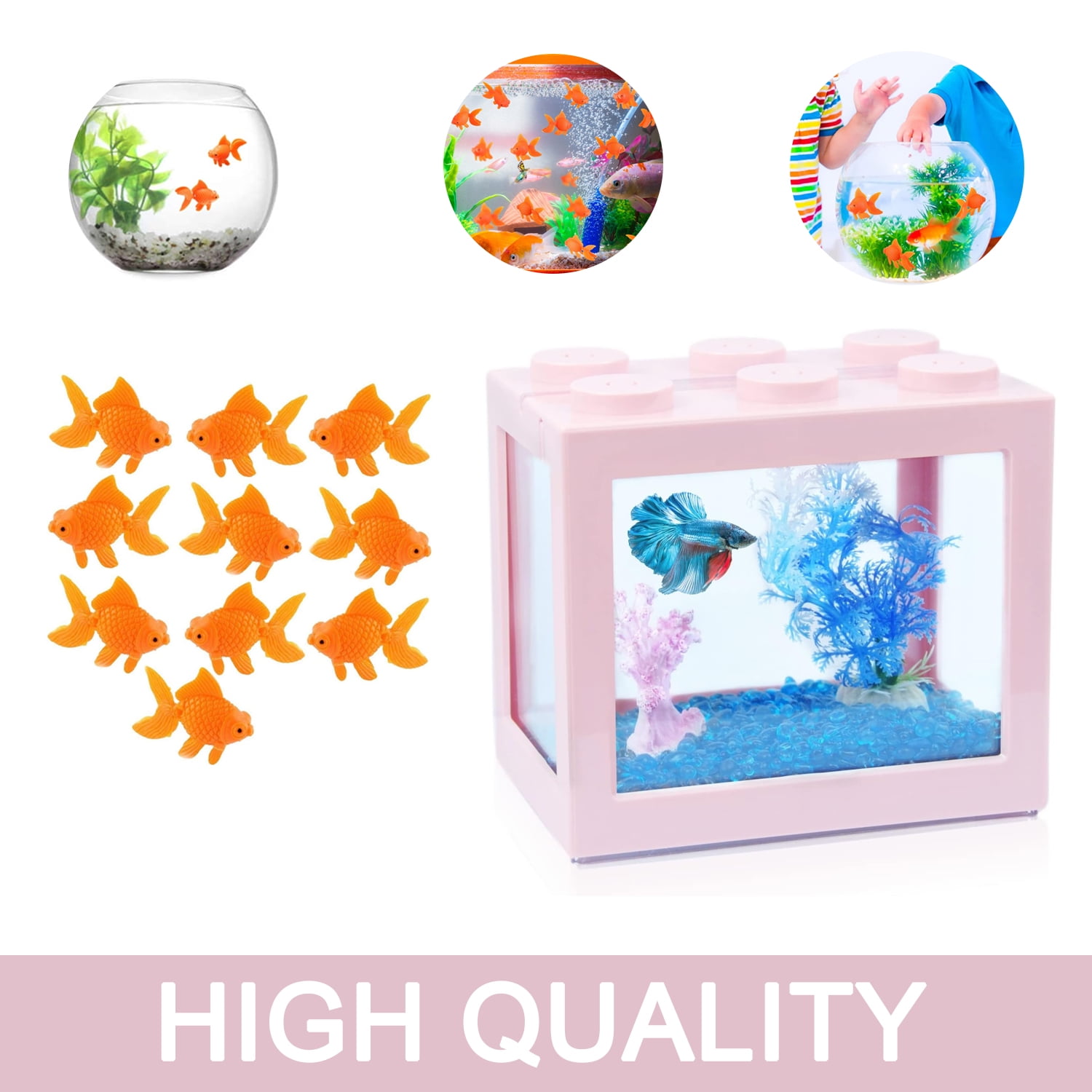 Betta Fish Tanks, Stackable Mini Fish Aquarium Tank Kit with 50Pcs ...