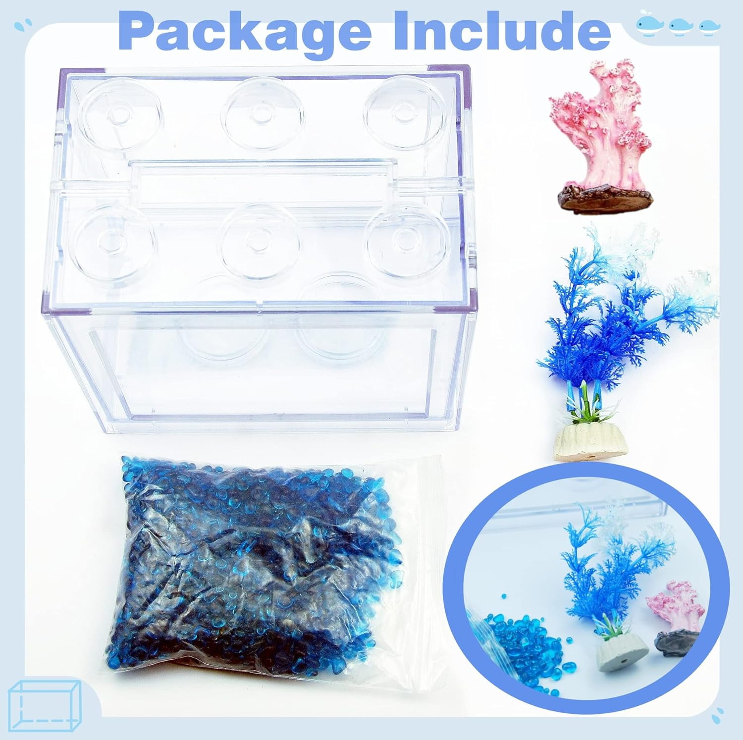 Betta Fish Tanks, Stackable Mini Fish Aquarium Tank Kit with 300Pcs ...
