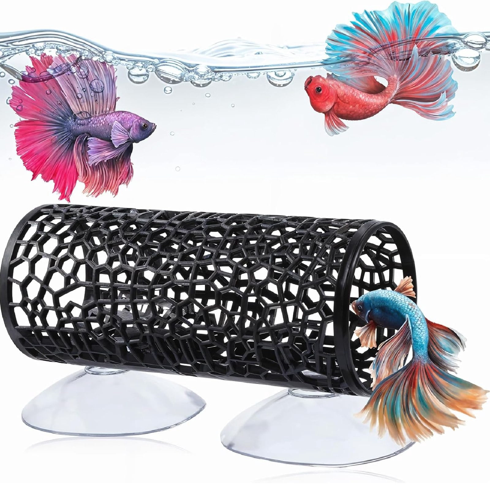 Betta Fish Toys Hammock and Betta Tunnel, Safe Aquarium Decor for Small ...