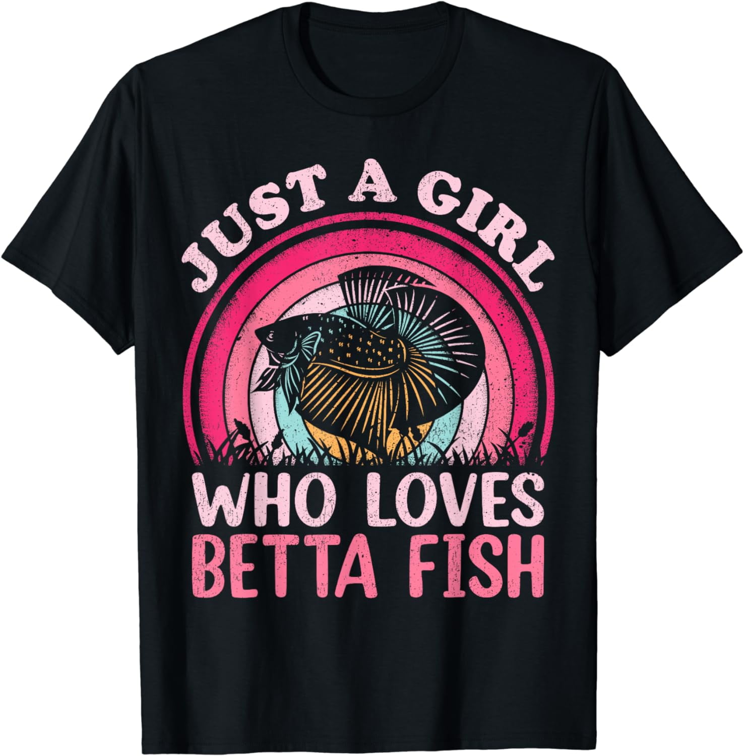 Betta Fish Vintage Retro Just A Girl Who Loves Betta Fish T-Shirt ...