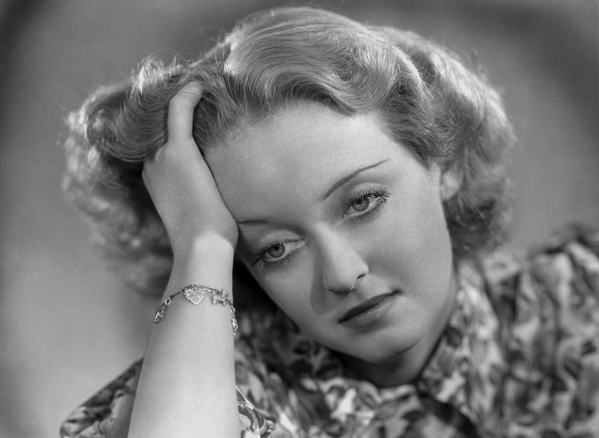 Bette Davis Portrait Looking Down with Hand on the Forehead while ...