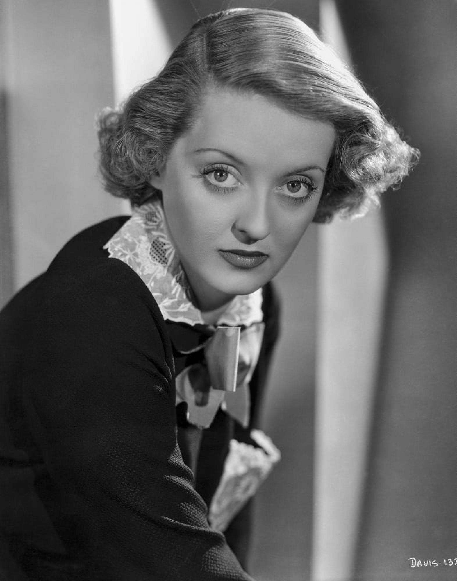 Bette Davis Portrait in Black Suit Dress and White Collar Underclothes ...
