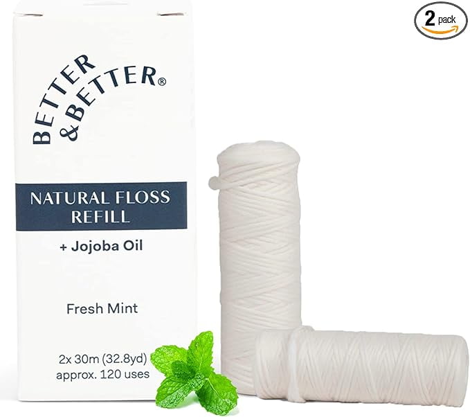 Better And Better Natural Dental Floss Refill, Fresh Mint, 2 Ea, 6 Pack ...