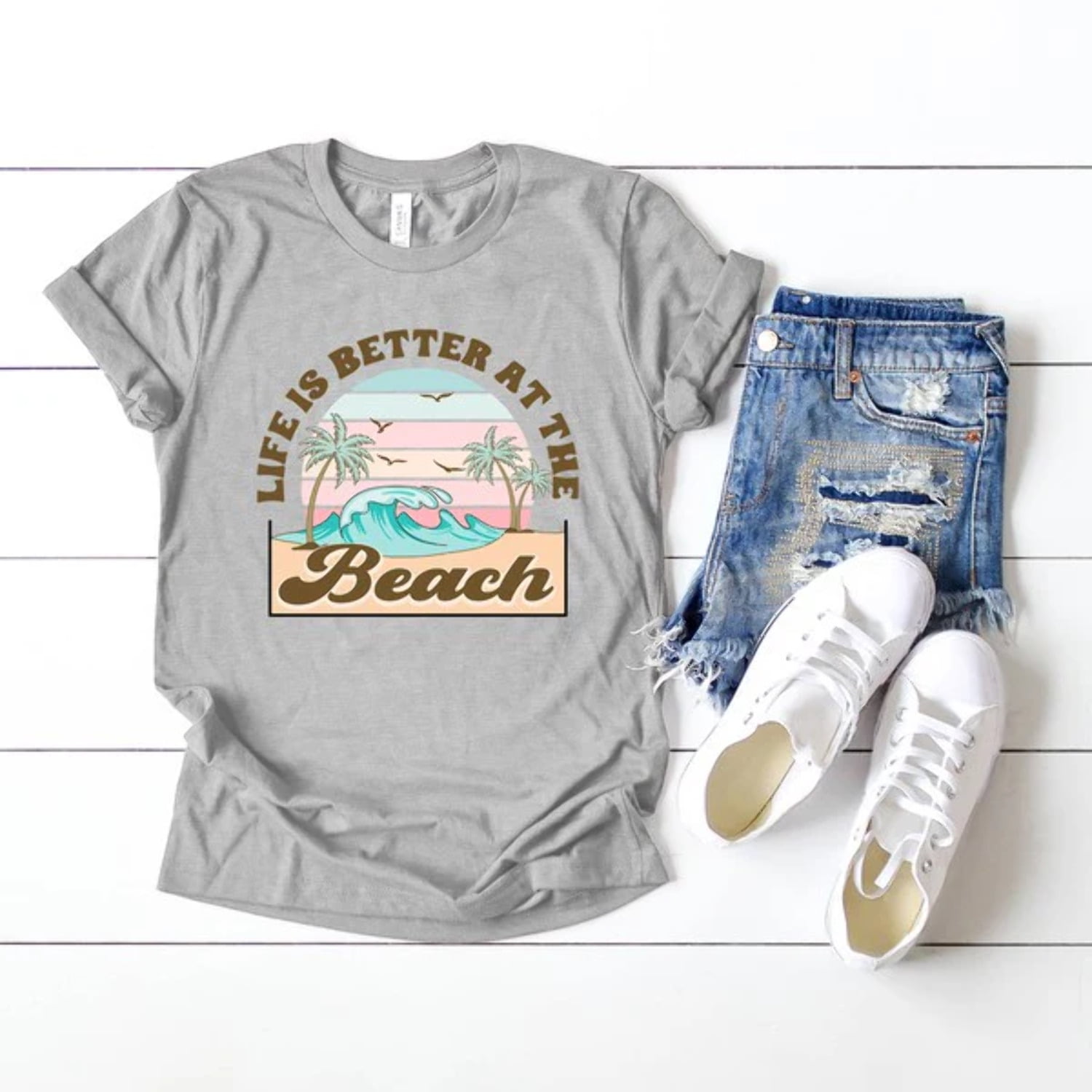 Better At The Beach Short Sleeve Graphic Tee - Walmart.com