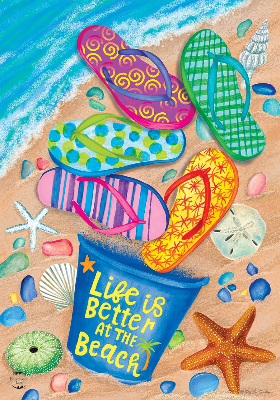 Better At The Beach Summer House Flag Flip Flops Nautical 28"x40 ...