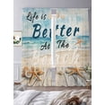 Better Beach Life Art Sheer Curtains 2 Panels Set Summer Ocean Starfish ...
