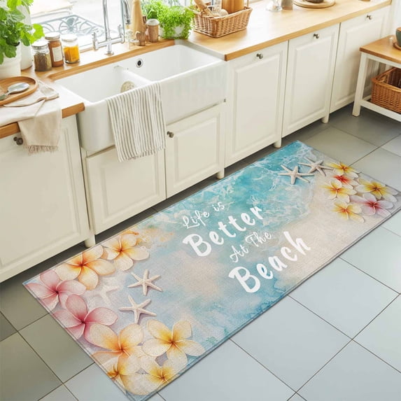 Better Beach Life Floral Rectangle Area Rug 2x6ft,Living Room Rug Non ...