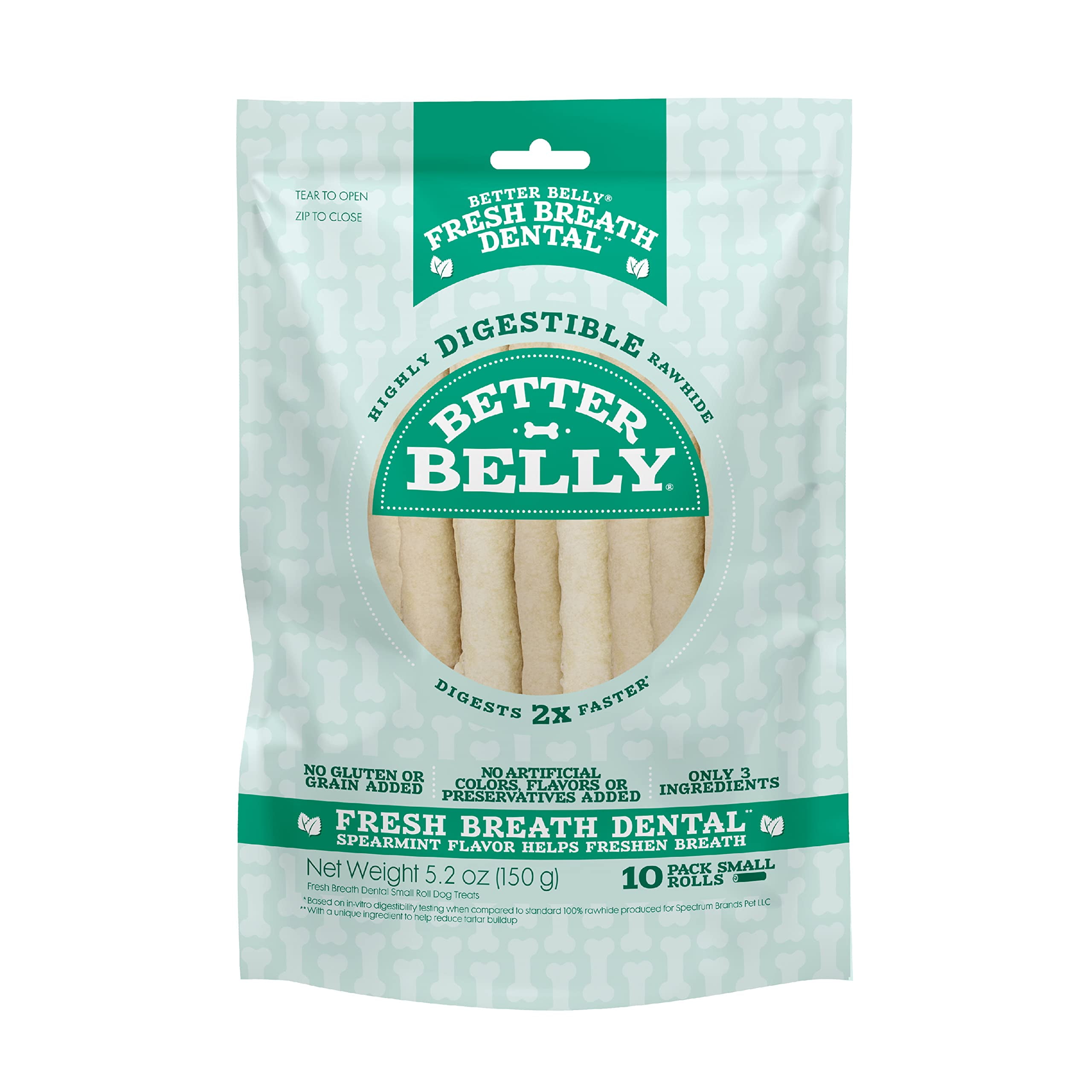 Better Belly Fresh Breath Dental Small AD01 Rolls, Dog Chews, Small, 10-Count - Walmart.com