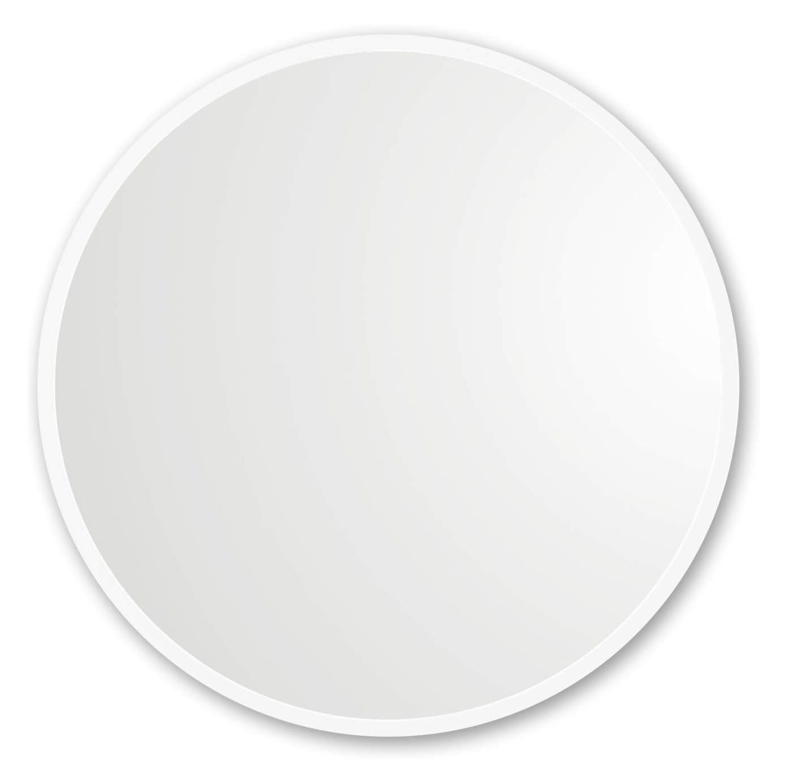 Better Bevel 24” x 24” White Rubber Framed Mirror | Round Bathroom Wall ...